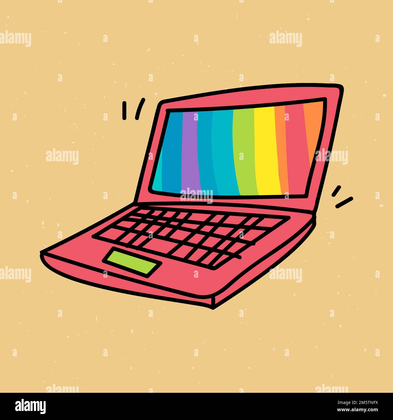 Red laptop illustrated on a brown background vector Stock Vector Image ...