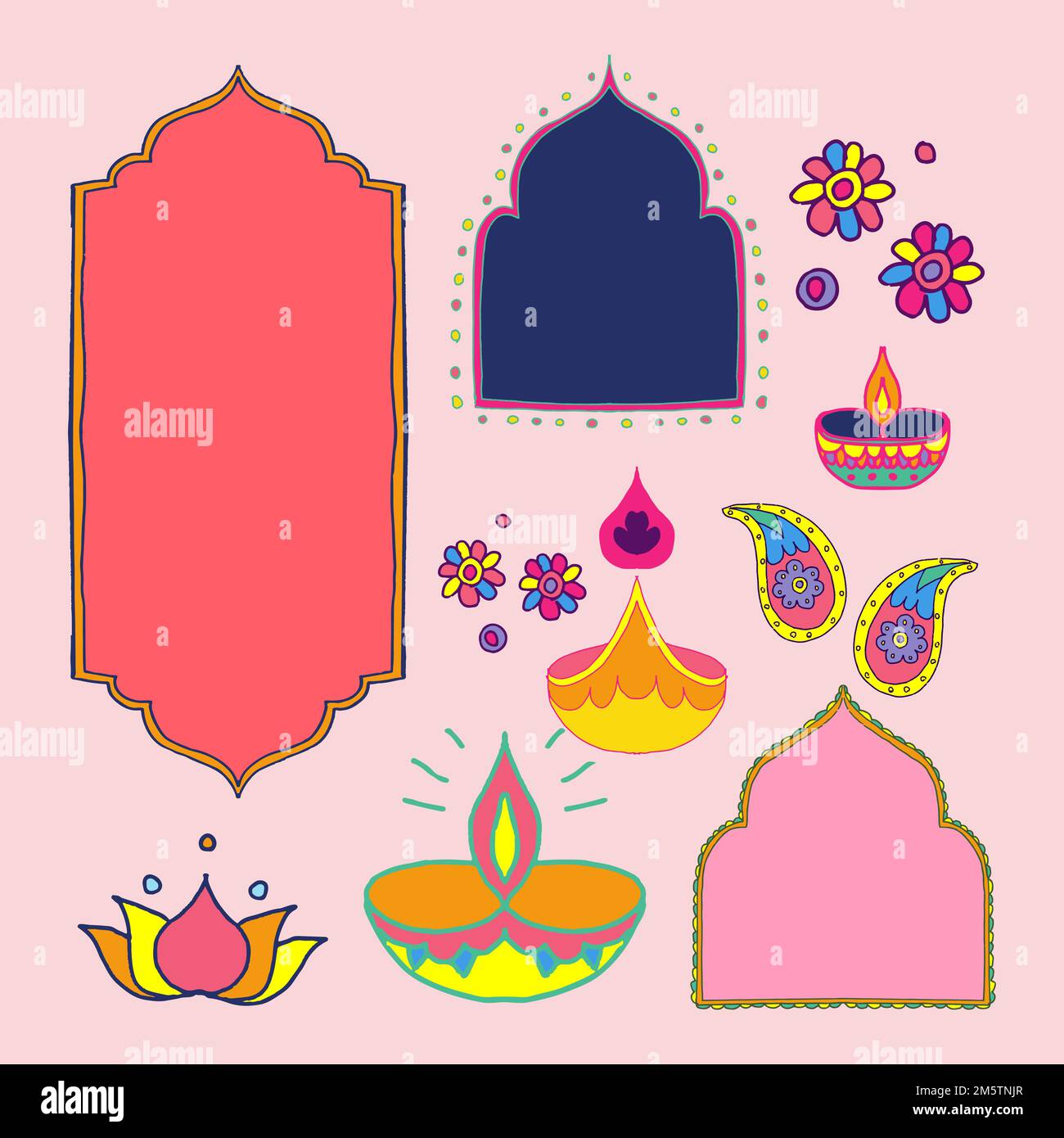 Diwali vector Indian rangoli illustration set Stock Vector Image & Art ...