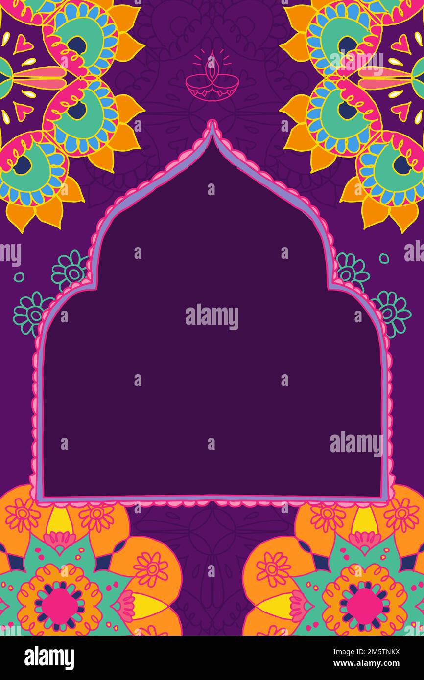 Diwali vector festival rangoli Indian frame Stock Vector Image & Art ...