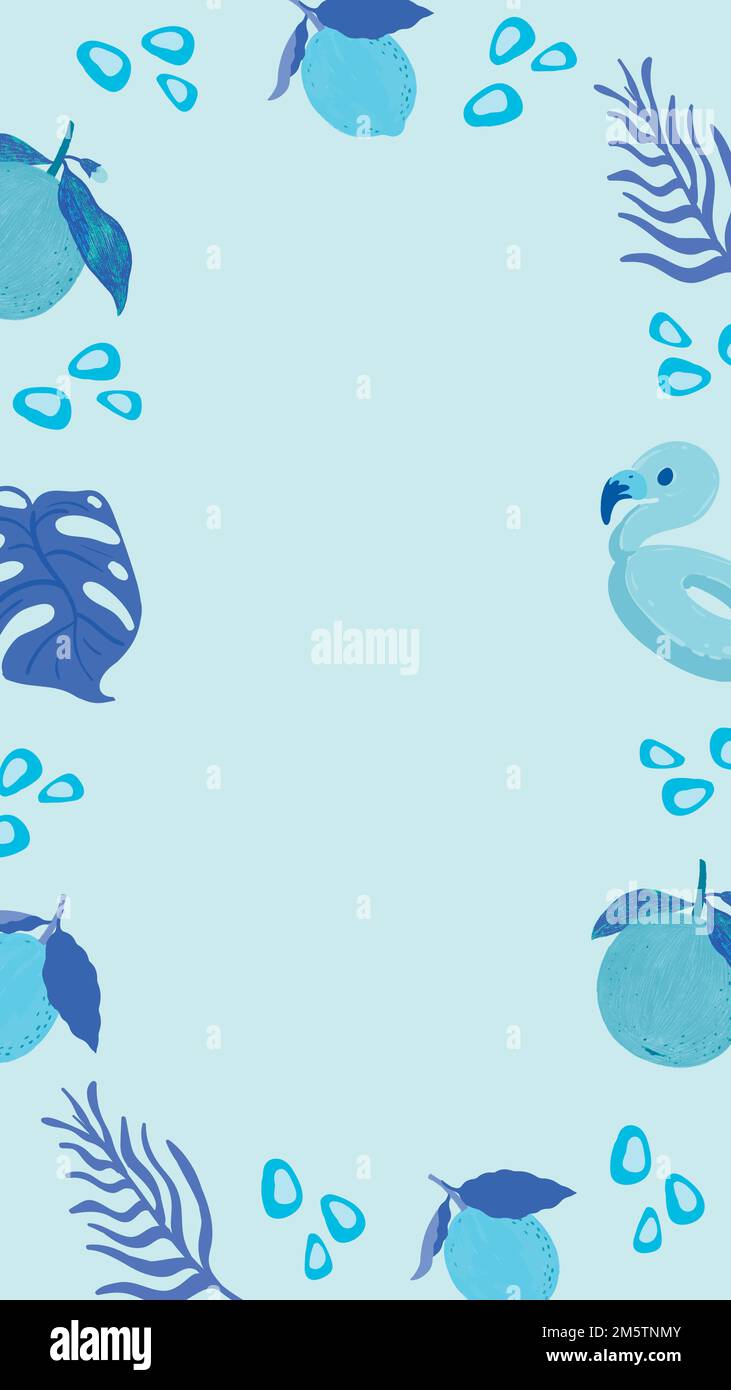 Tropical summer frame on a sky blue background design vector Stock ...