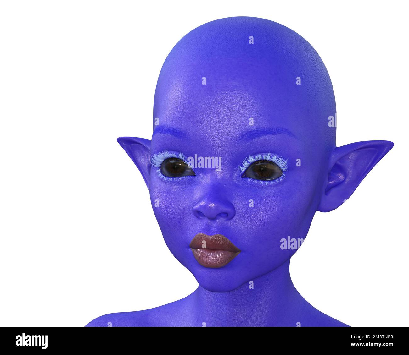 3d render. Portrait of a blue elf on a white background Stock Photo - Alamy