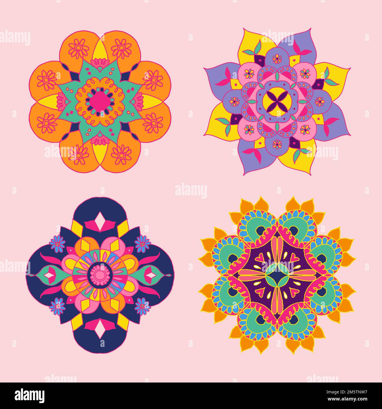 Diwali Indian rangoli vector flower set Stock Vector Image & Art - Alamy