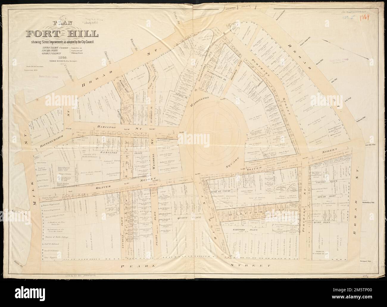 Plan of Fort Hill showing street improvements as adopted by the city council : 1869. Corrected ...