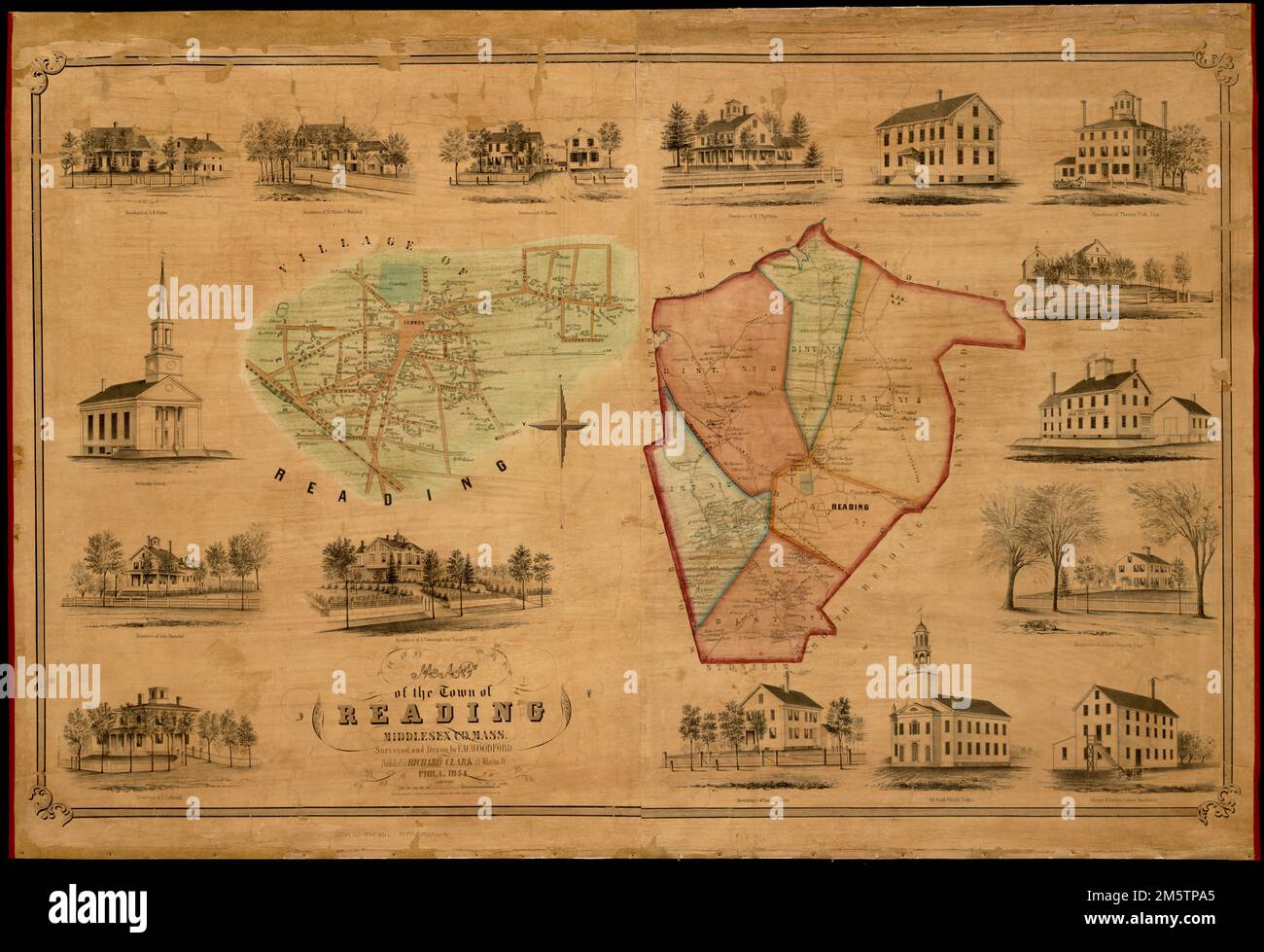 Map of the town of Reading : Middlesex Co. Mass. Includes sixteen ill ...