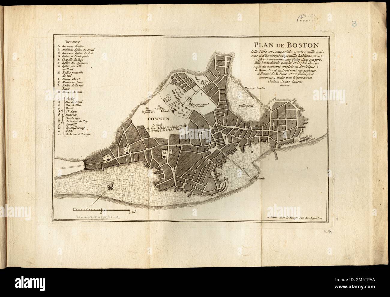 Plan de Boston. Relief shown pictorially. Oriented with north towards ...