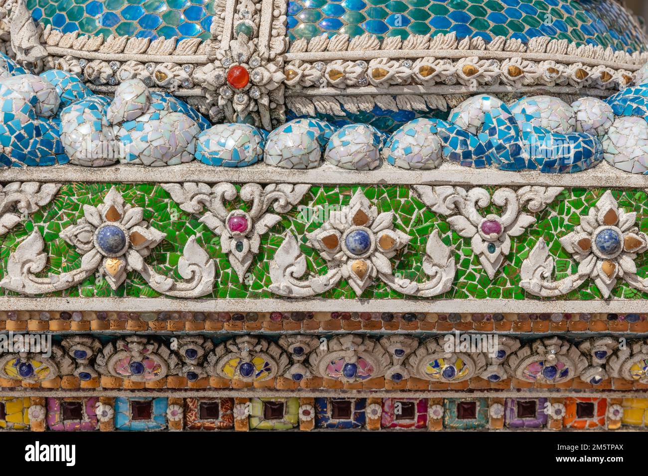 Mosaic of Wat Pariwat Ratchasongkram - Buddhist temple in Bangkok ...