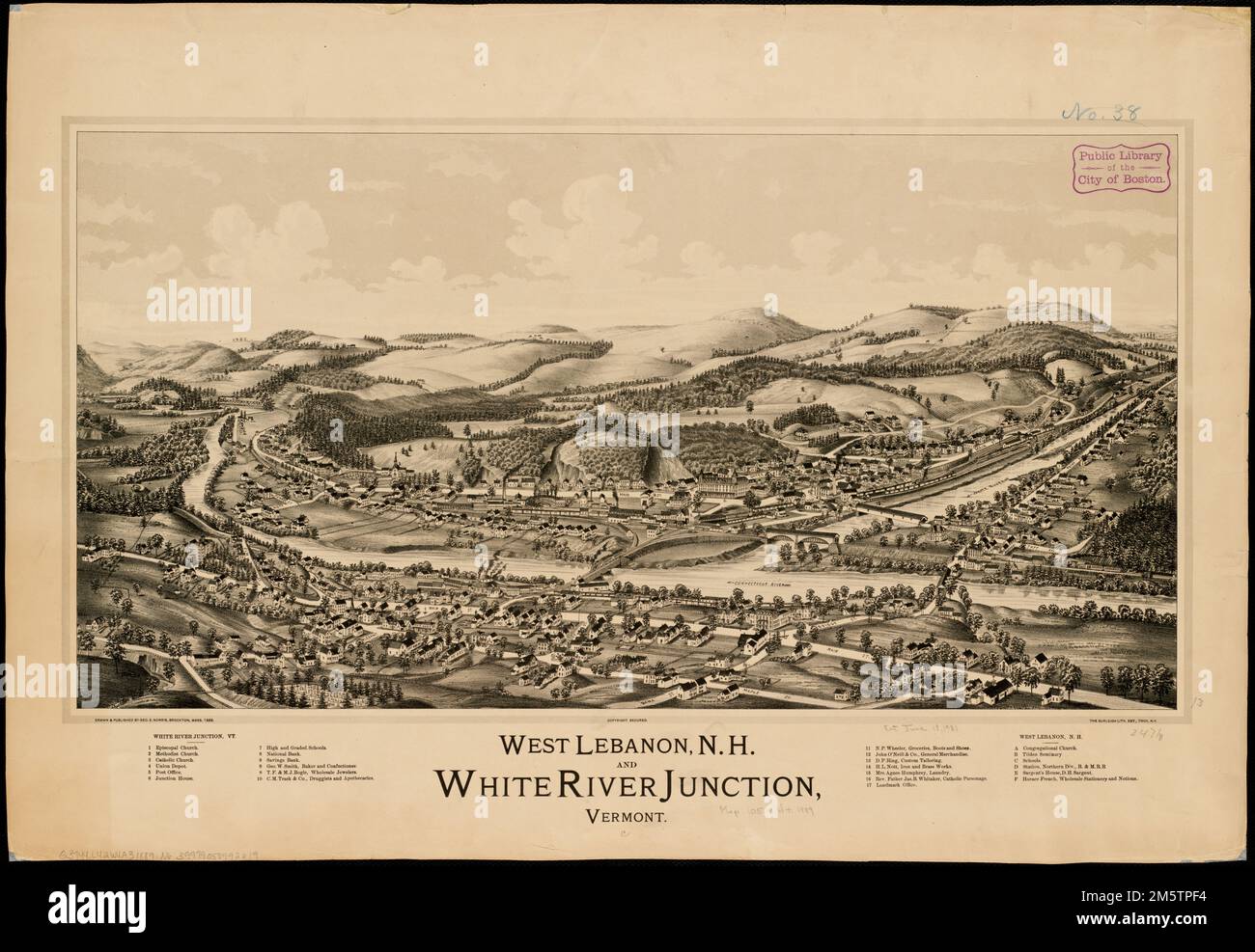 West Lebanon, N.H., and White River Junction, Vermont. Bird's-eye view ...