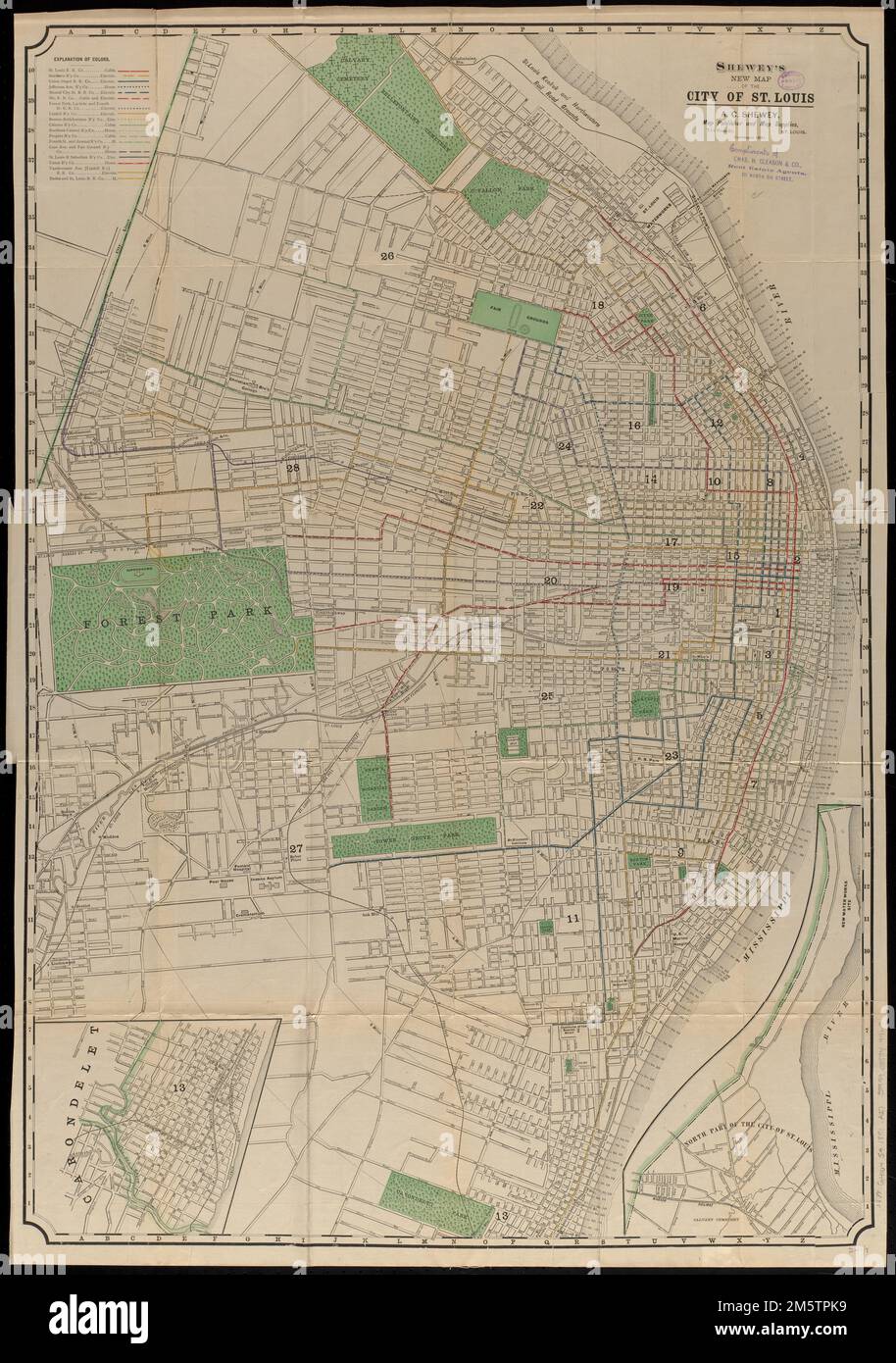 Shewey's new map of the city of St. Louis. Insets: Carondelet -- North ...