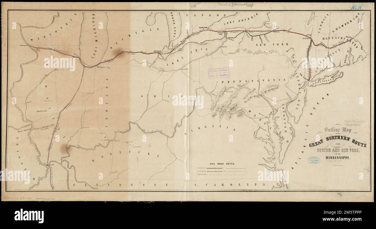 Outline map of the great northern route from Boston and New York to the ...