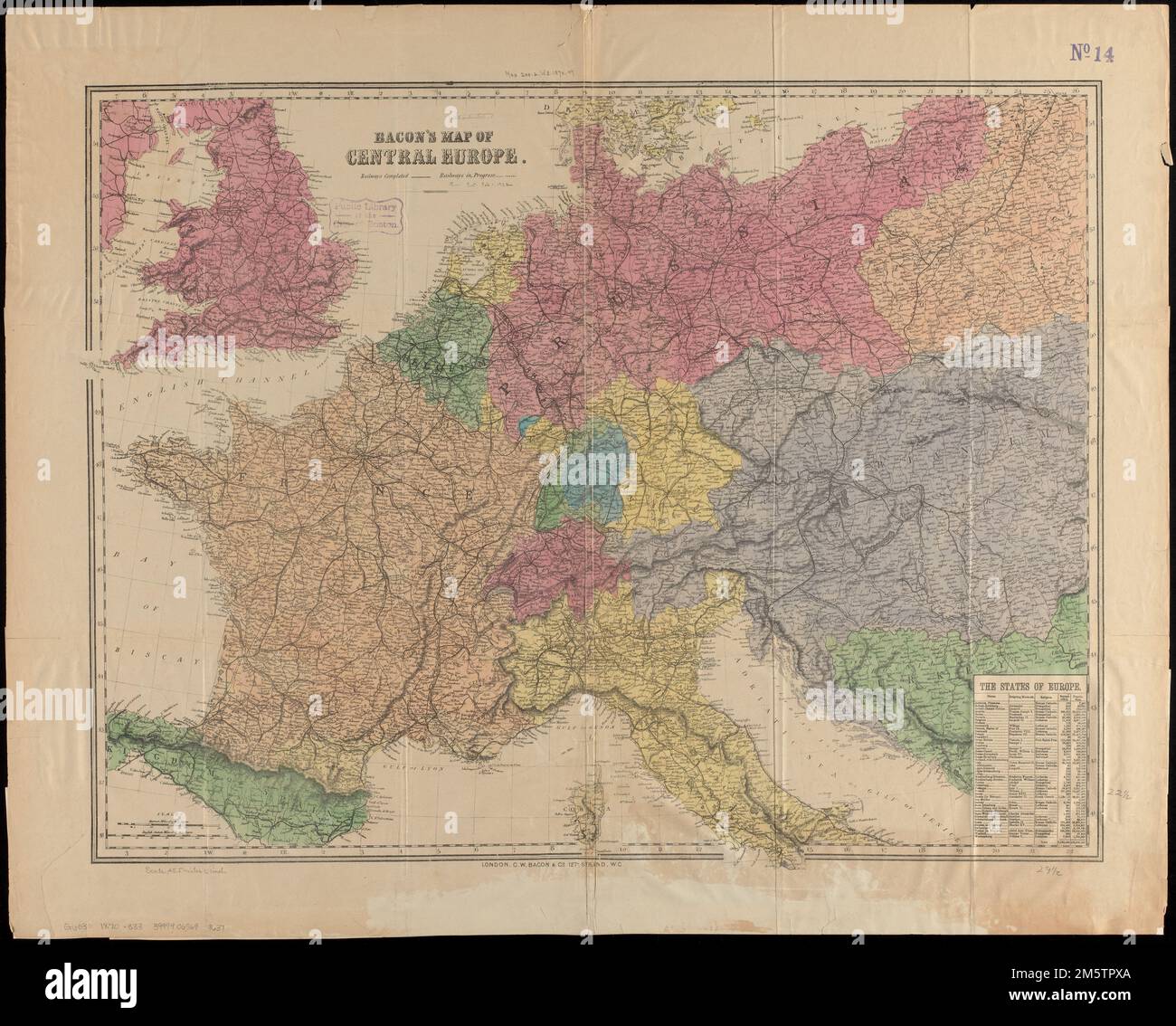 Bacon's map of Central Europe. Relief shown by hachures. Includes ...