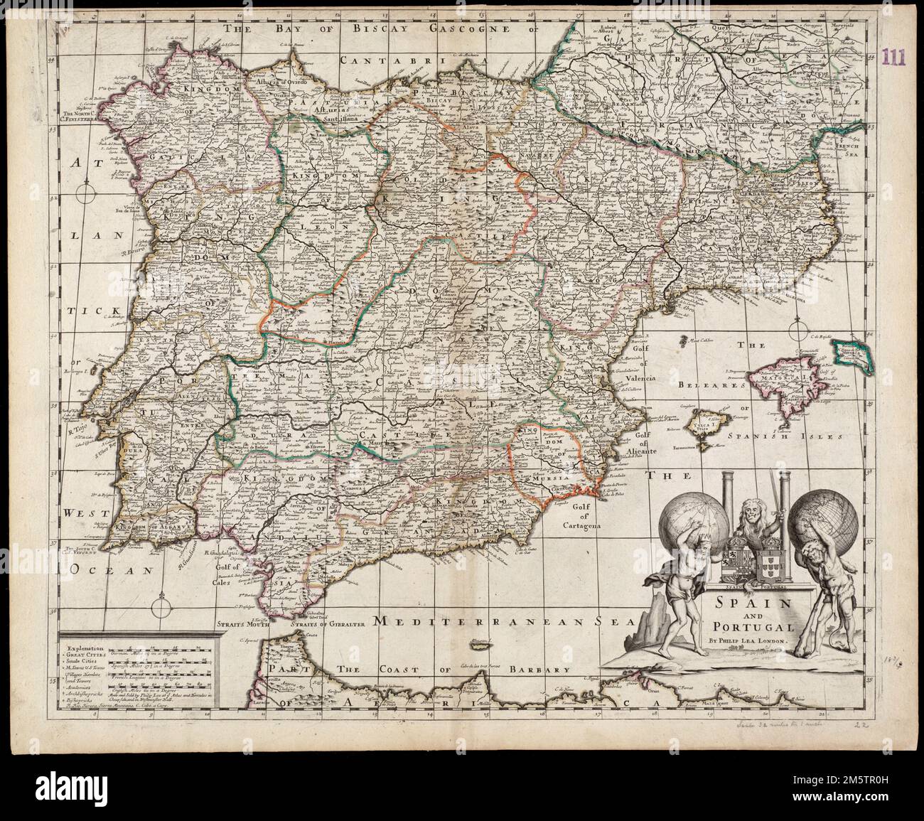Spain and Portugal. Relief shown pictorially. Includes "Explenation ...
