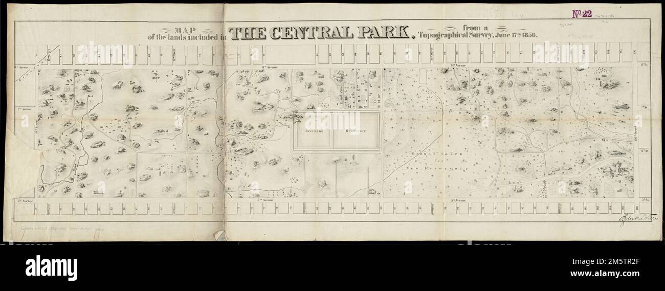 Map of the lands included in the Central Park, from a topographical ...