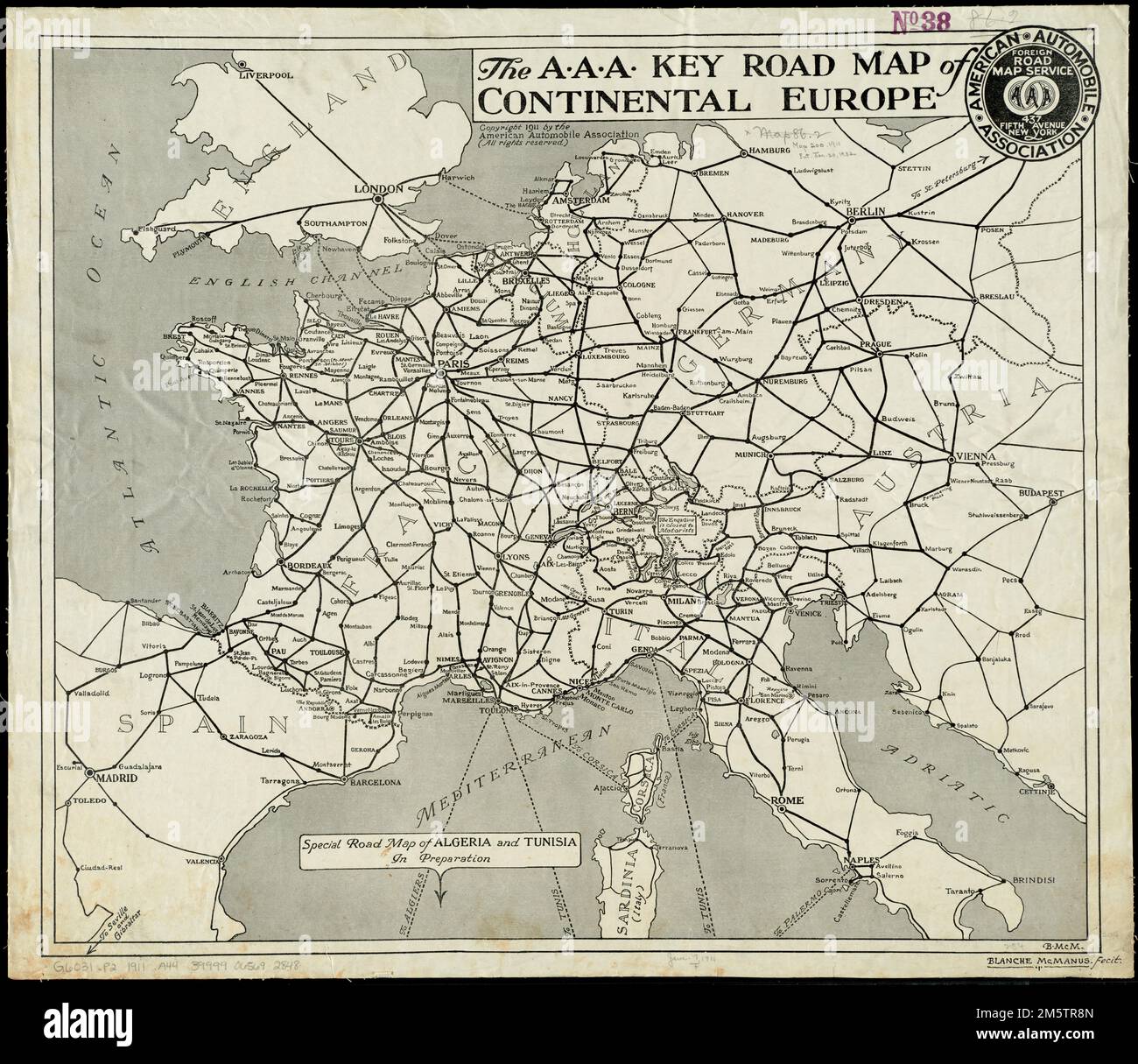 The A.A.A. key road map of continental Europe... Key road map of ...