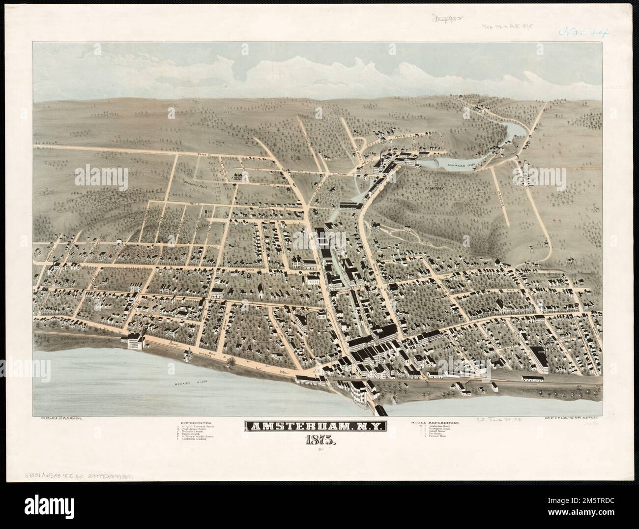 Amsterdam, N.Y : 1875. Bird's-eye view. Includes index to points of ...