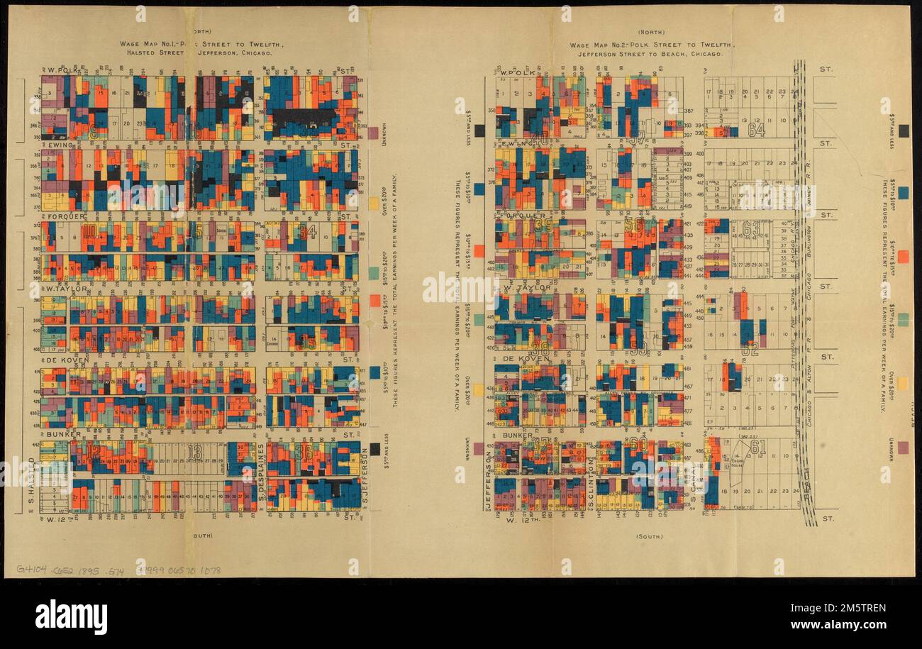 Wage map no. 1 - Polk Street to Twelfth, Halsted Street to Jefferson ...