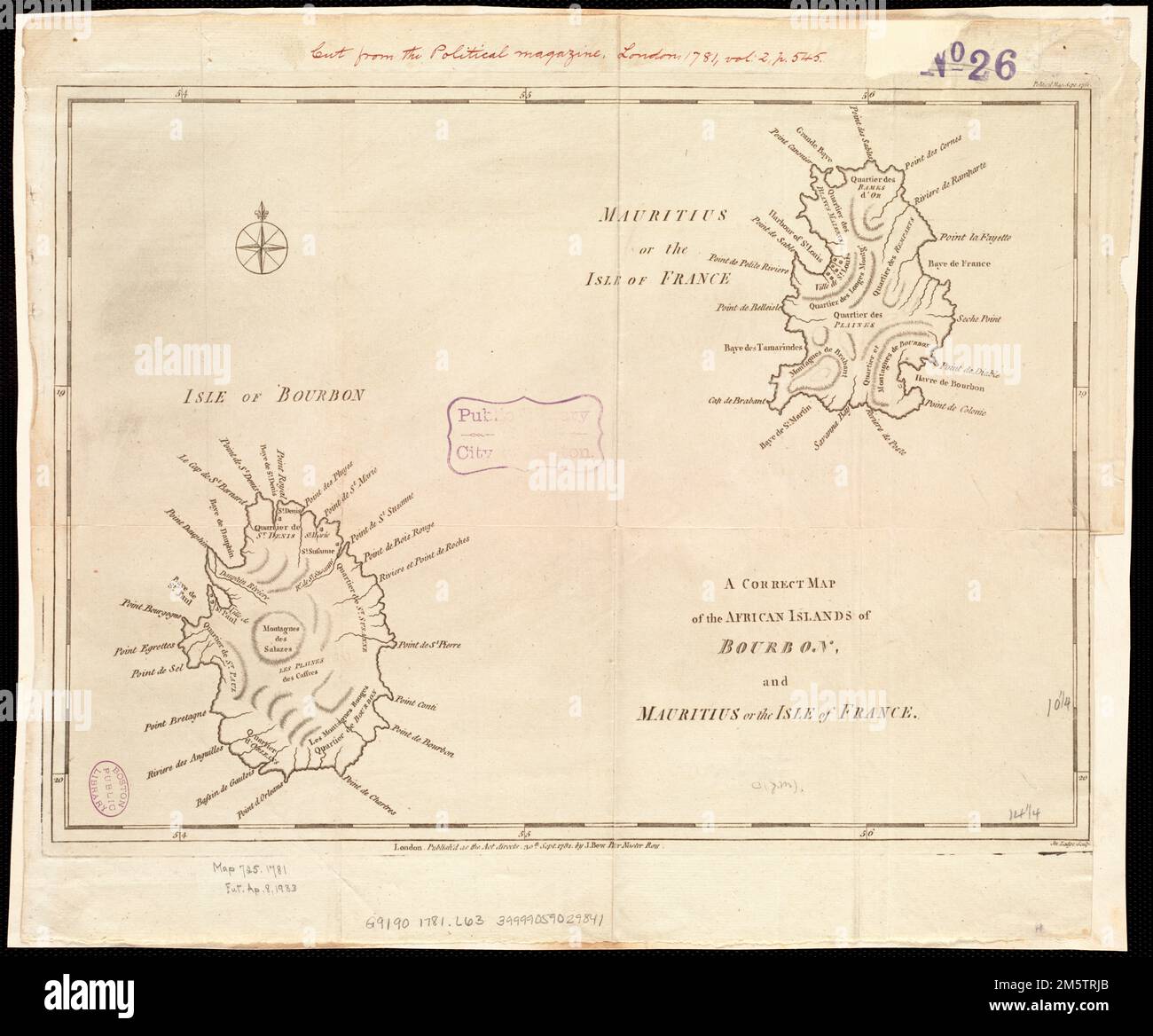 A correct map of the African islands of Bourbon, and Mauritius or the ...