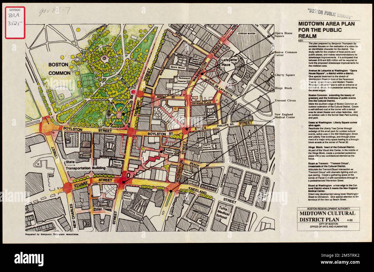 Midtown area plan for the public realm.. Map of downtown Boston's ...