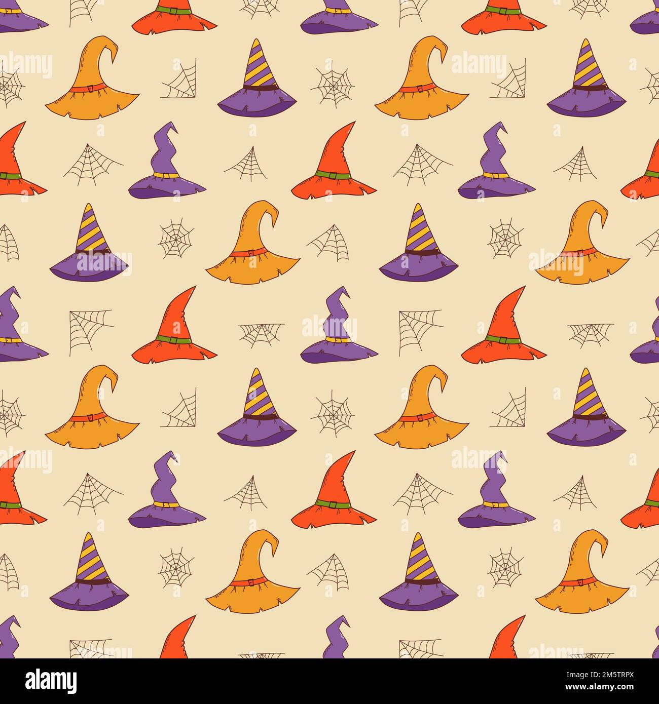 Witch hat seamless pattern. Halloween element. Trick or treat concept. Vector illustration in ...