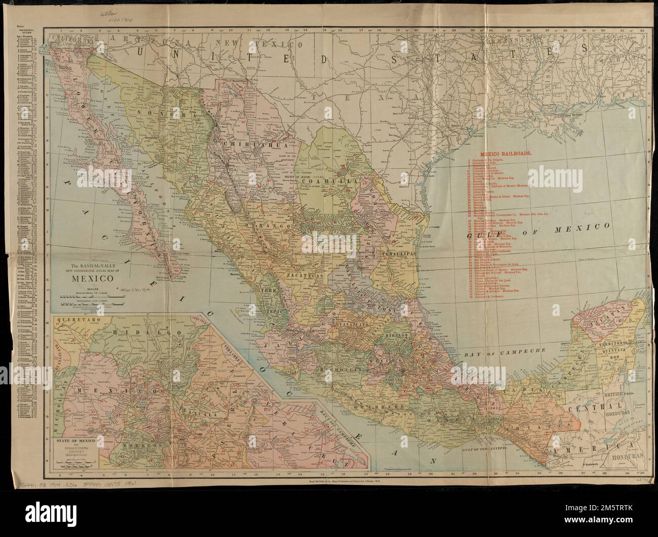The Rand-McNally new commercial atlas map of Mexico. Relief shown by ...