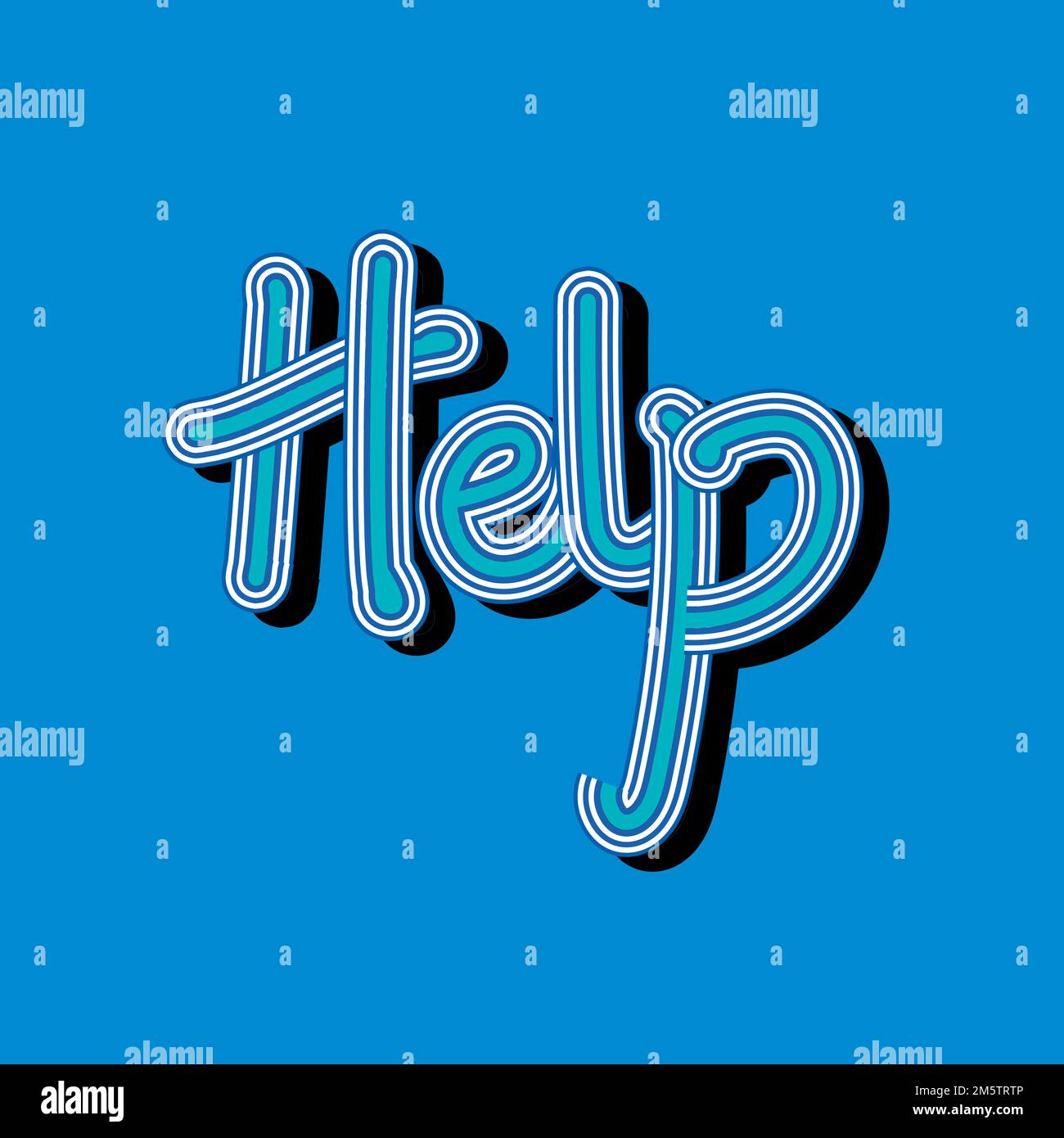 Handwritten blue Help vector typography funky sticker Stock Vector ...