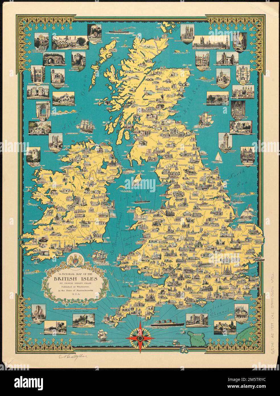 A pictorial map of the British Isles. Relief shown pictorially. Color ...