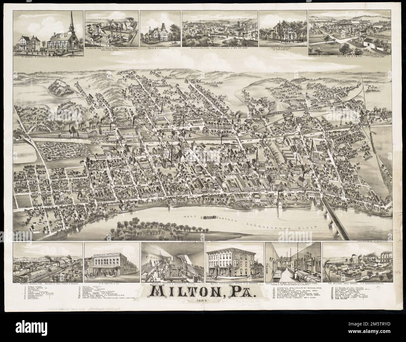 Milton, Pa. Bird's-eye view. Includes index to points of interest and ...