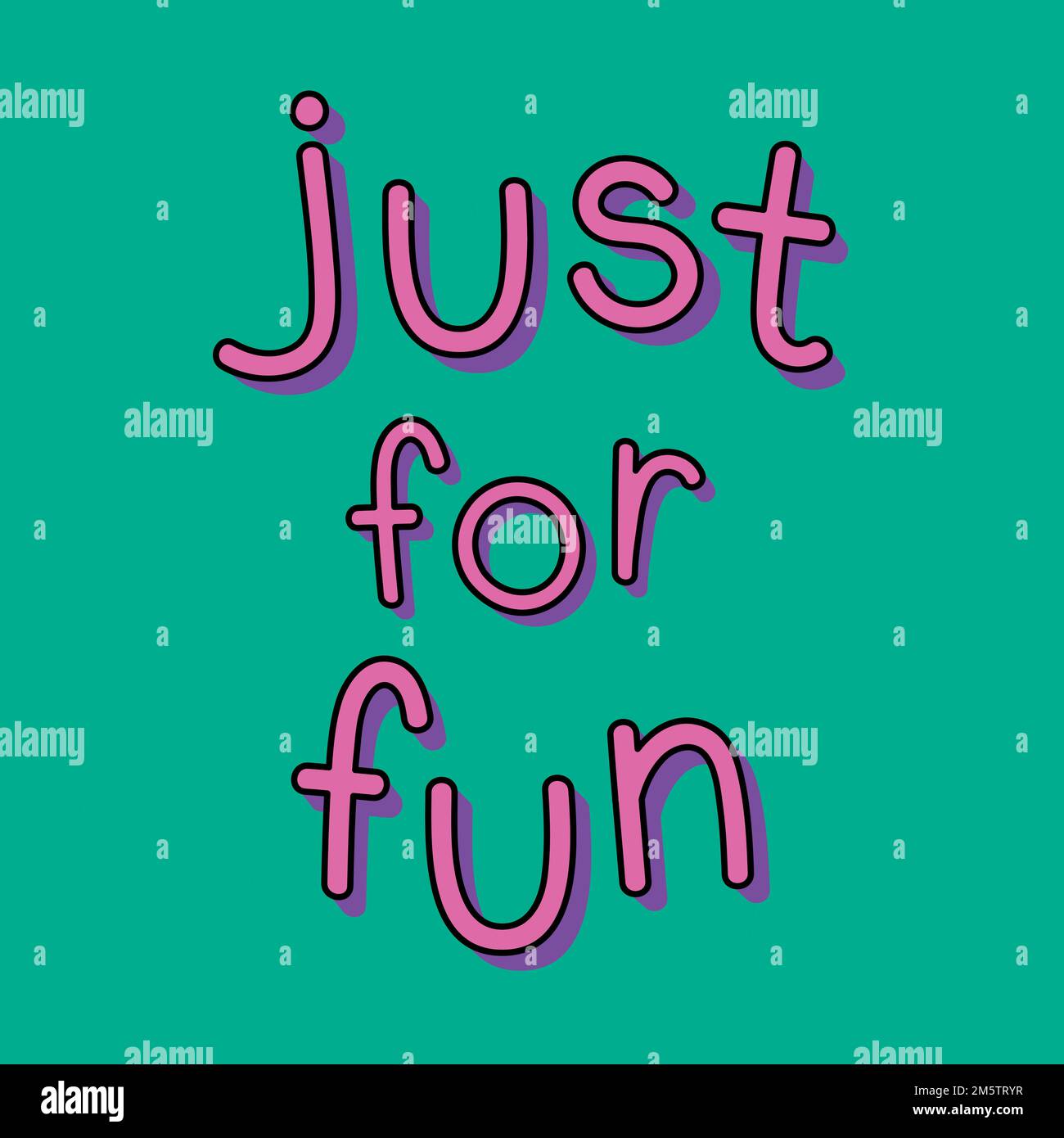 Purple just for fun typography on a green background vector Stock ...