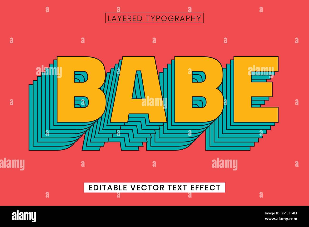 Retro layered word editable vector text effect template Stock Vector ...