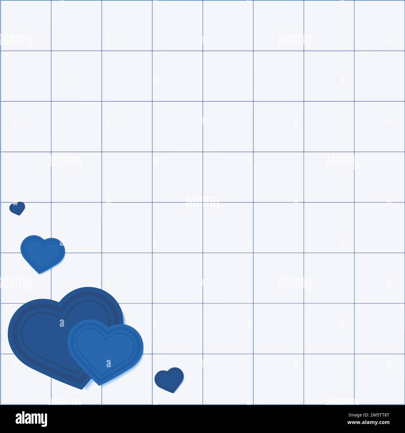 Vector blue heart corner border grid pattern background Stock Vector ...