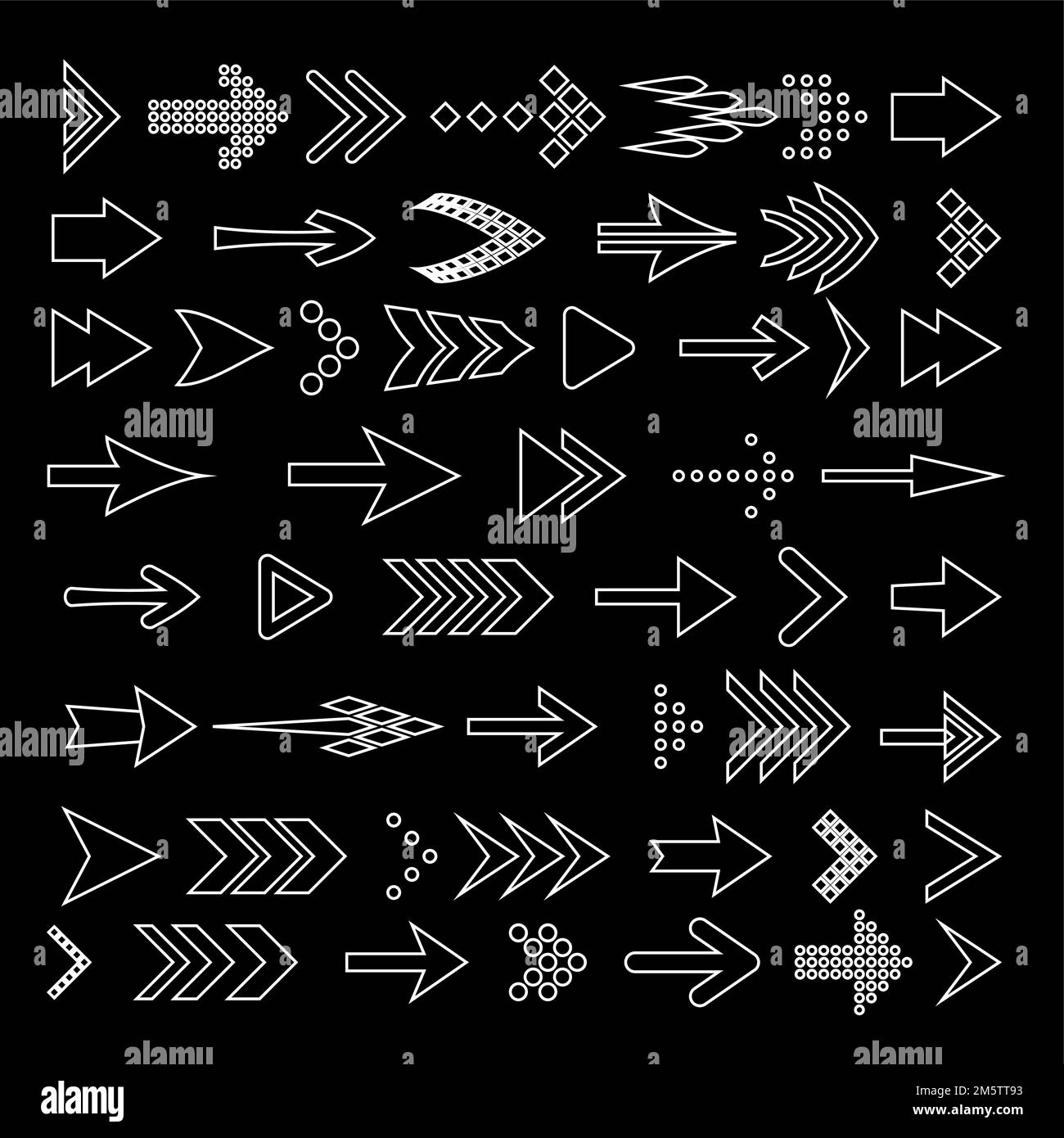 Big Icon Set of Flat Arrows. Isolated Arrow Icon Set Collection for Back and Next User Interface ...