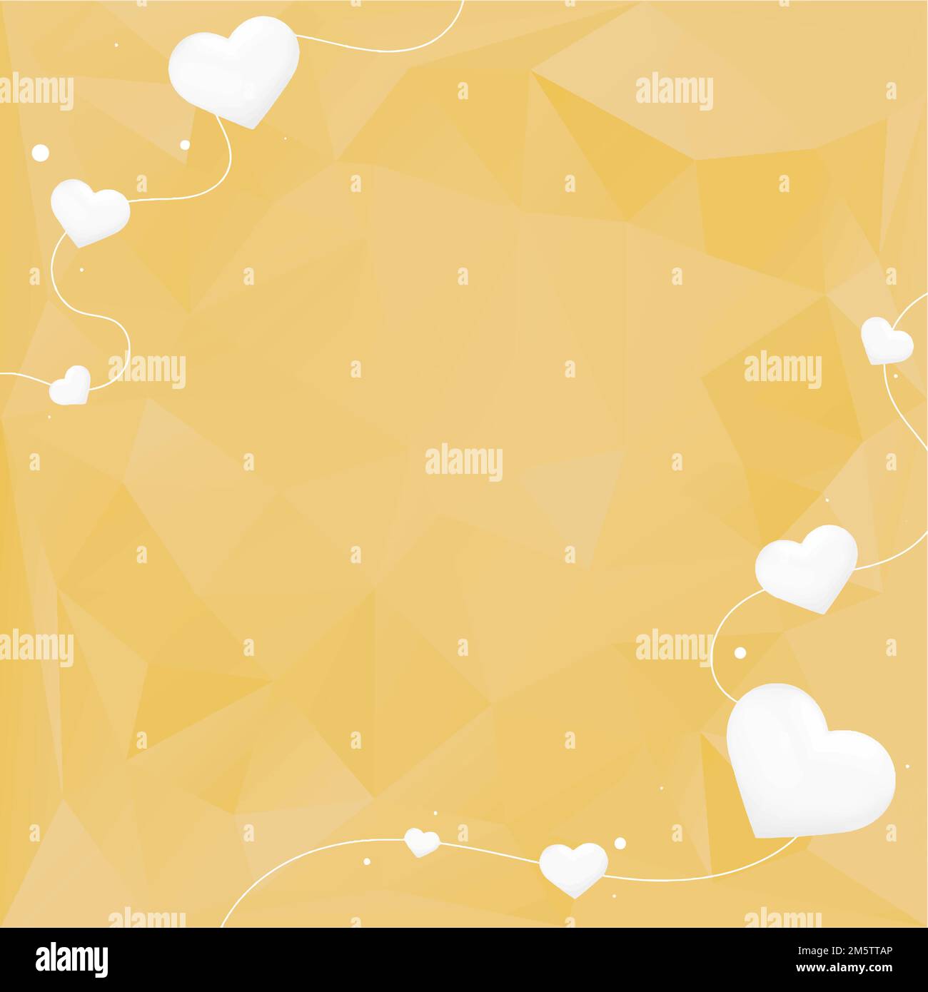 Vector Heart String Border Yellow Prism Pattern Background Stock Vector