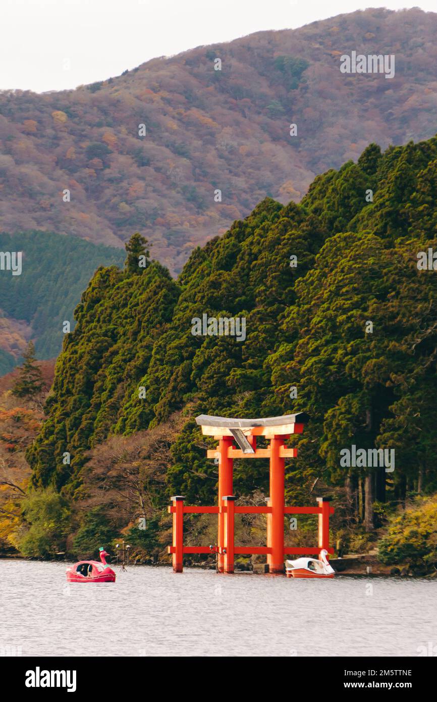 Goose head boat ride on Lake Ashi Stock Photo - Alamy