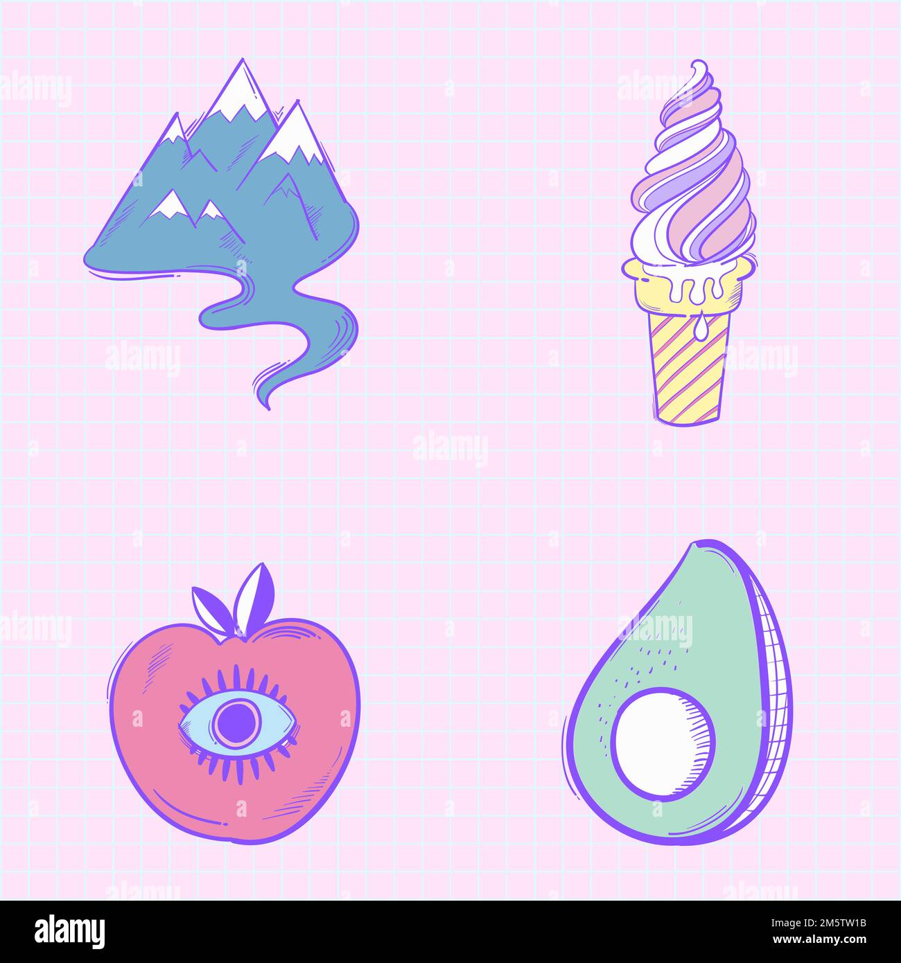 Funky doodle cartoon sticker vector Stock Vector Image & Art - Alamy