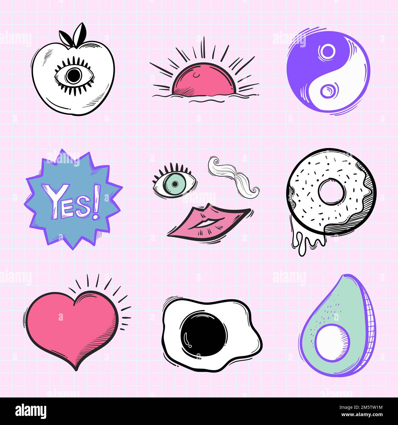 Vector funky icon hand drawn doodle cartoon sticker Stock Vector Image ...