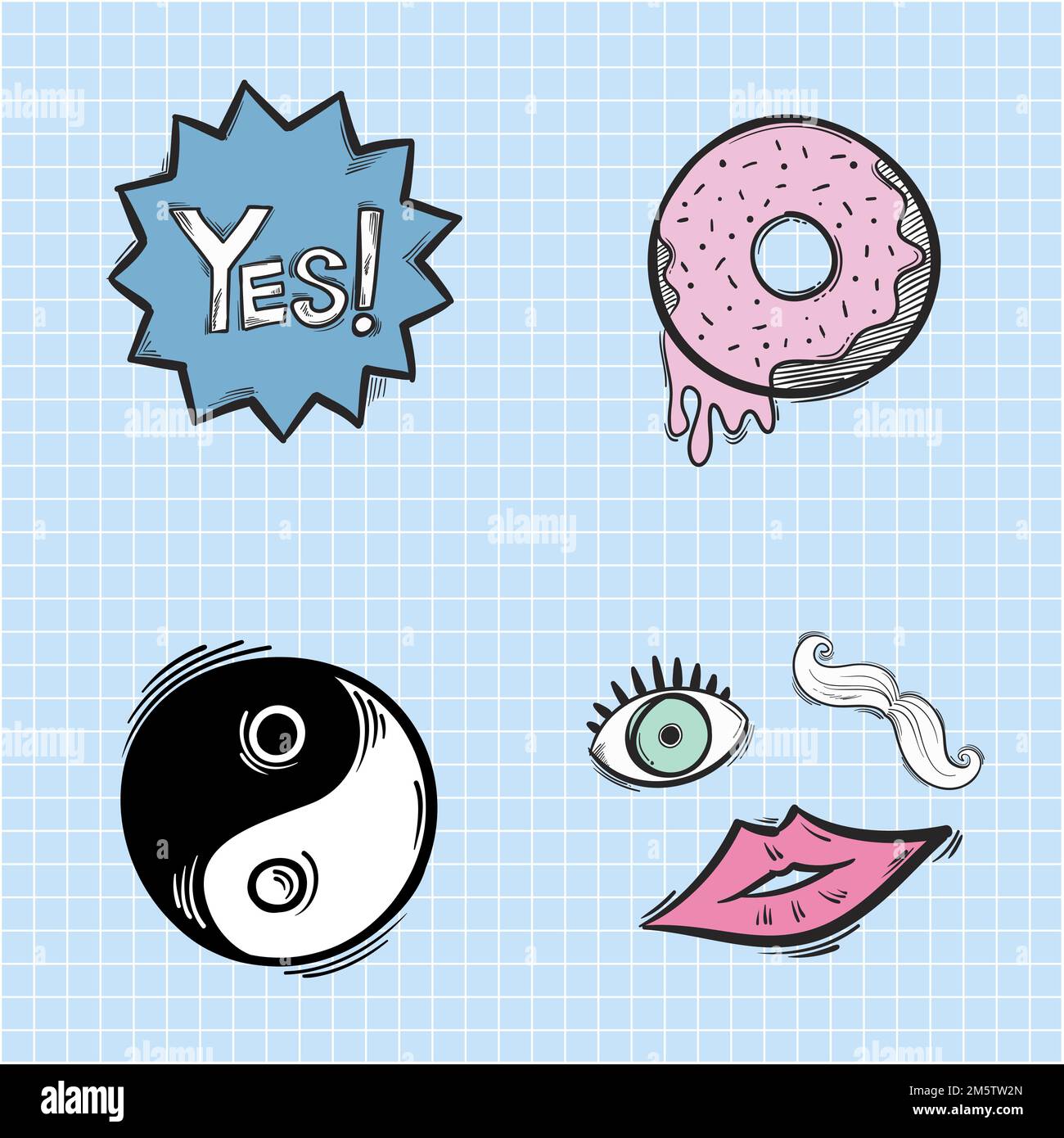 Cool doodle cartoon sticker vector Stock Vector Image & Art - Alamy