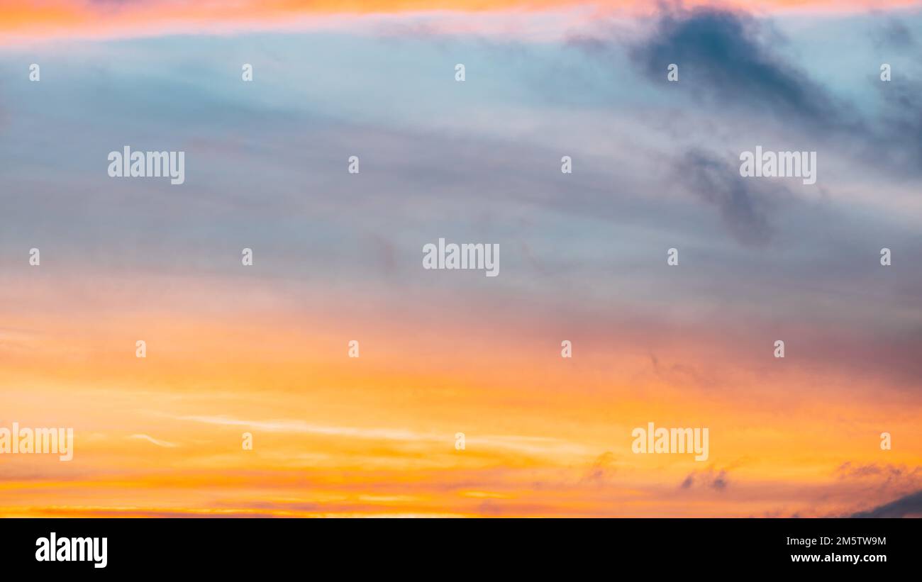 Transition To Evening Colorful Sundown. Sunset Sky Background Backdrop ...