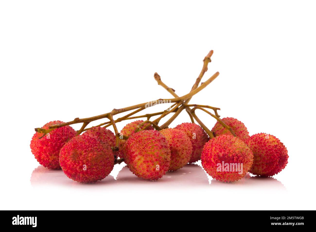 Fresh lychees isolated on white background Stock Photo - Alamy