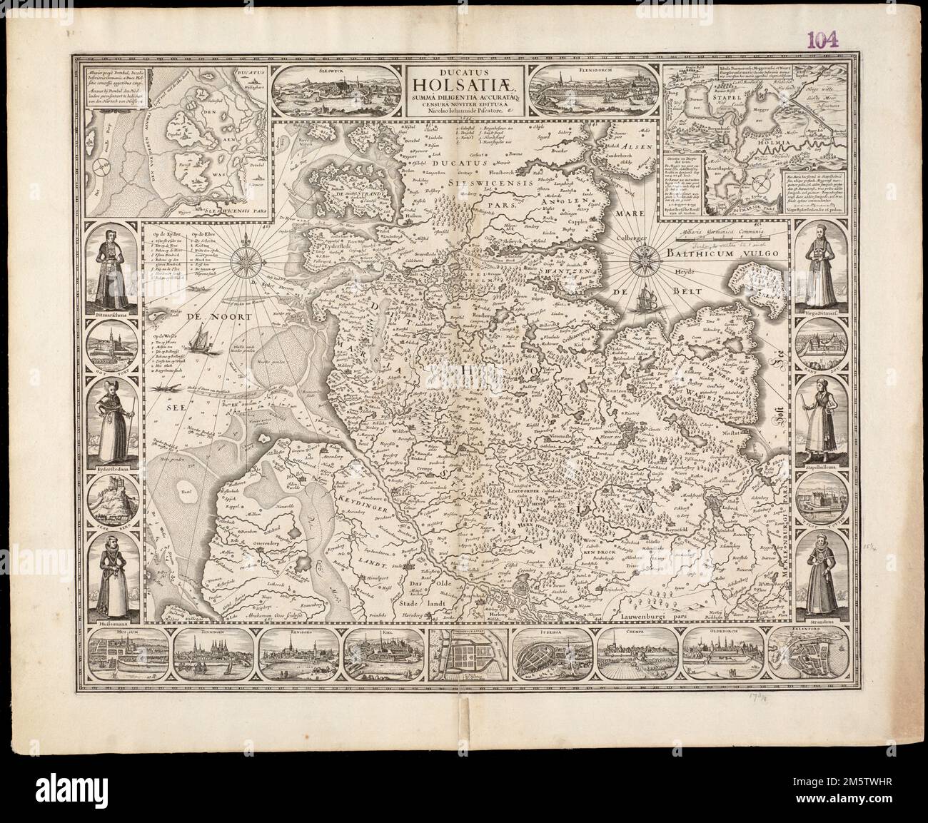 Ducatus Holsatiae, summa diligentia accurataque censura noviter. Map of ...