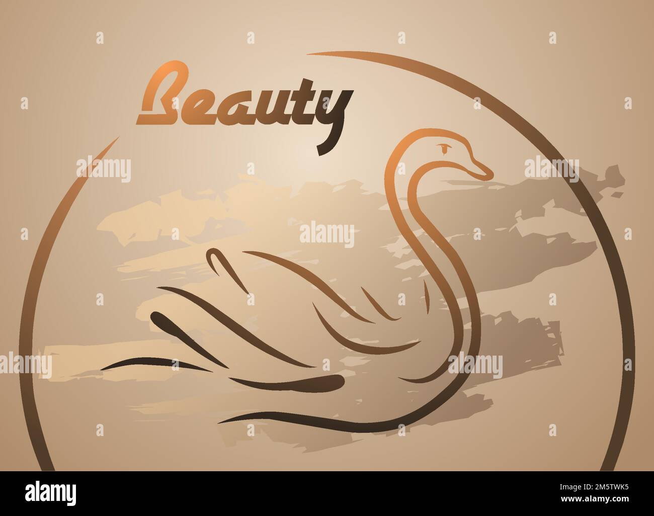 Line swan with circle in skin color. Cosmetic, spa vector gold ...