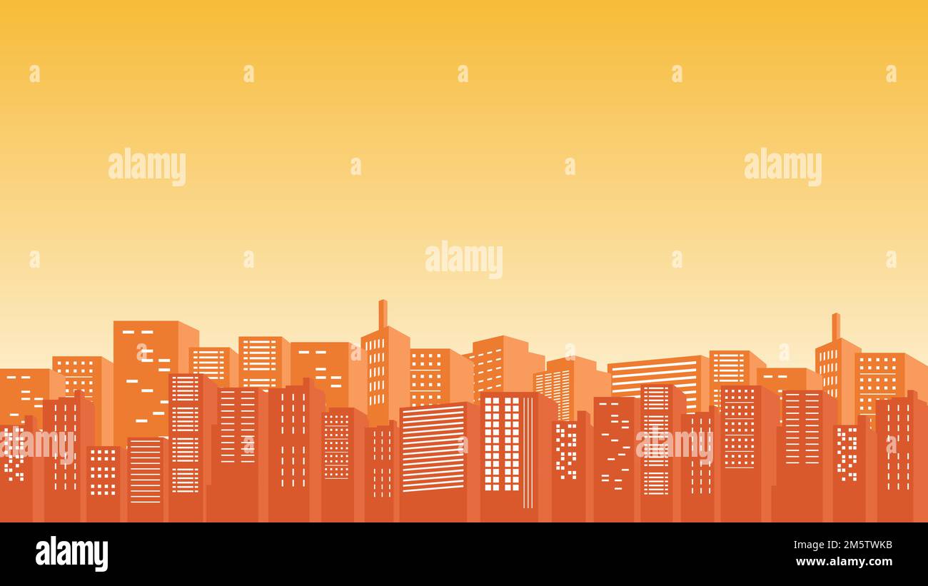 Panoramic view of the silhouette of a city with many multi storey ...