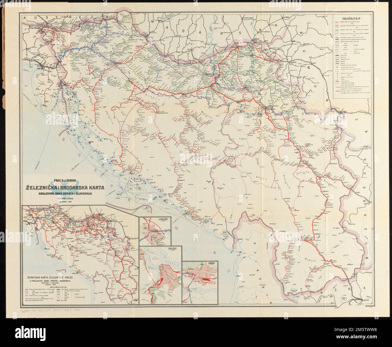 Železnička i brodarska karta Kraljevine Srba Hrvata i Slovenaca = Carte ...