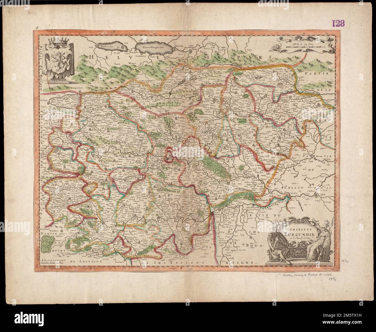 Comitatus Burgundiae ou la Franche Comté. Map of the historical County ...