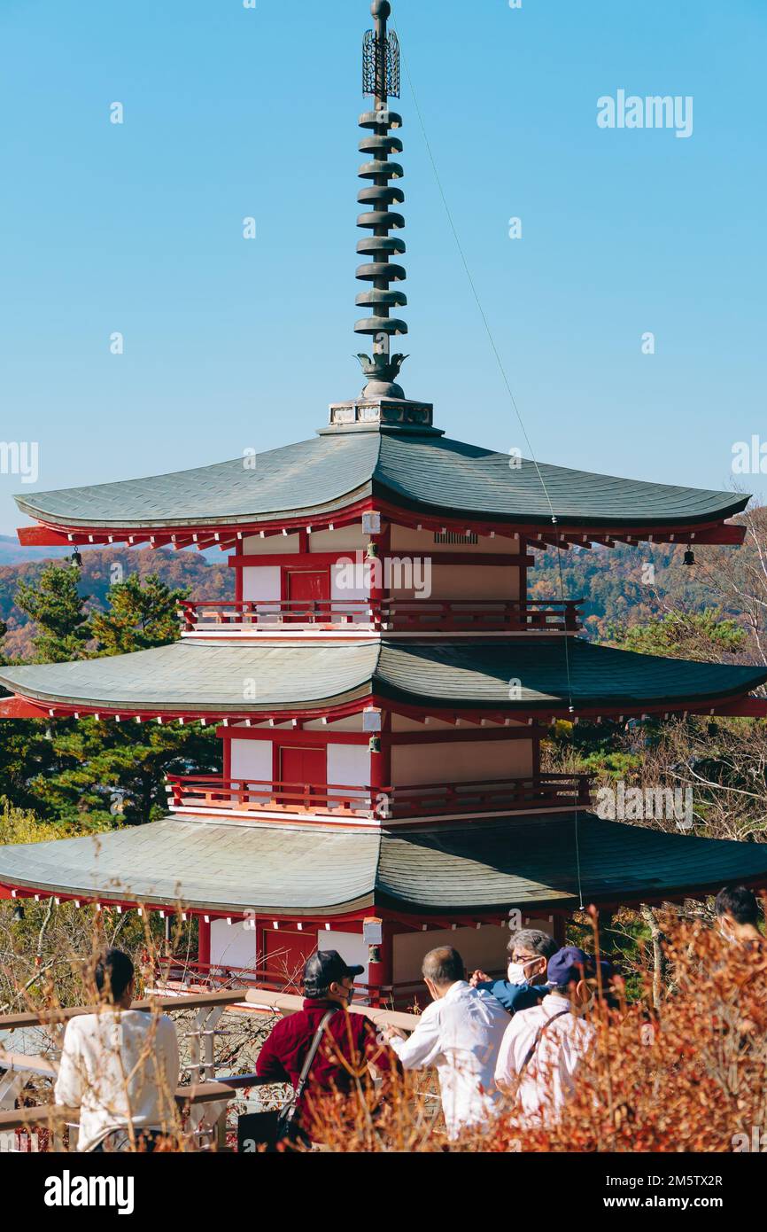 A view of the iconic Sakuya-Hime pagoda Stock Photo - Alamy