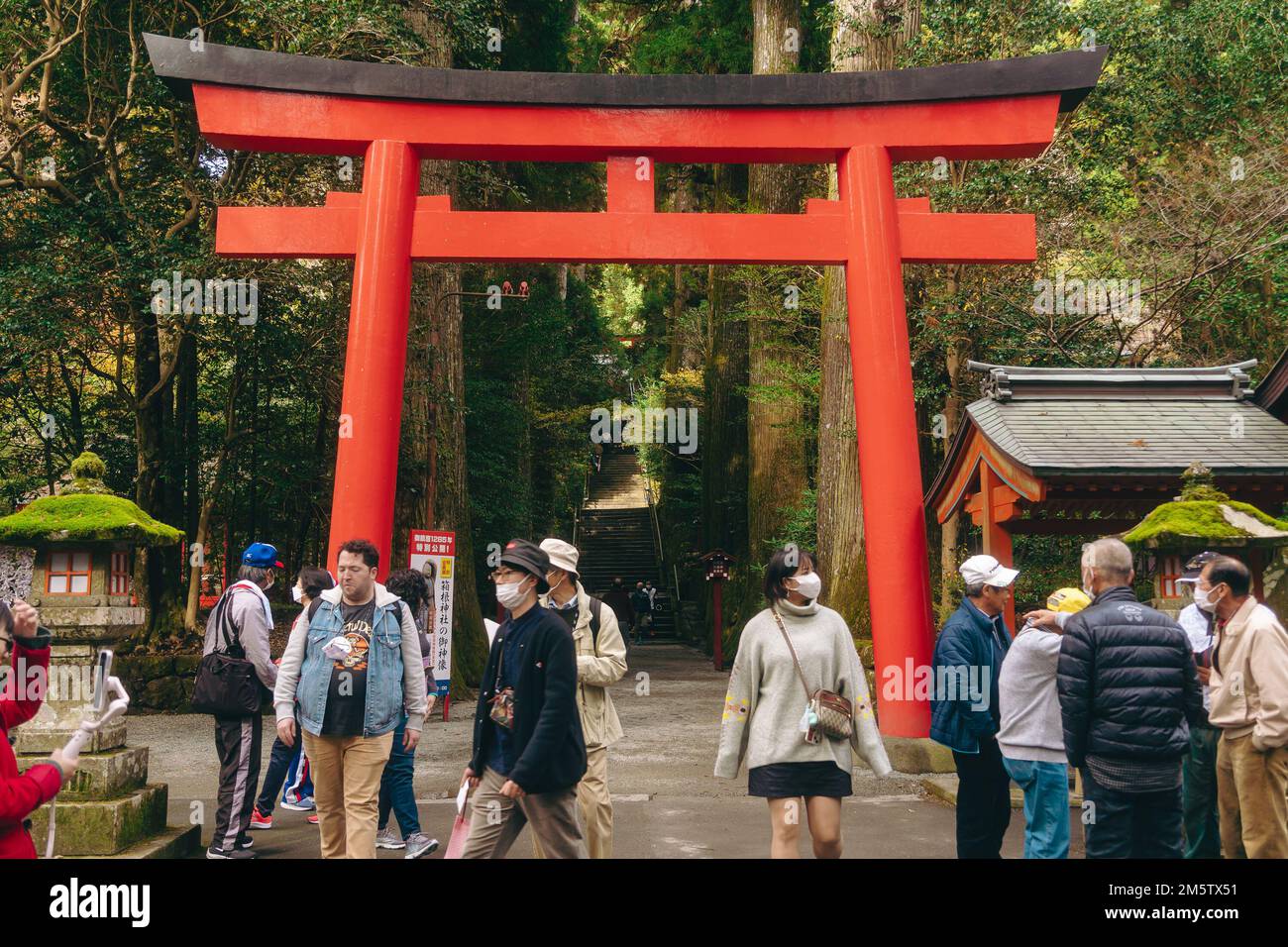 Iconic Torii gates at Lake Ashi, Hakone, Japan Stock Photo - Alamy