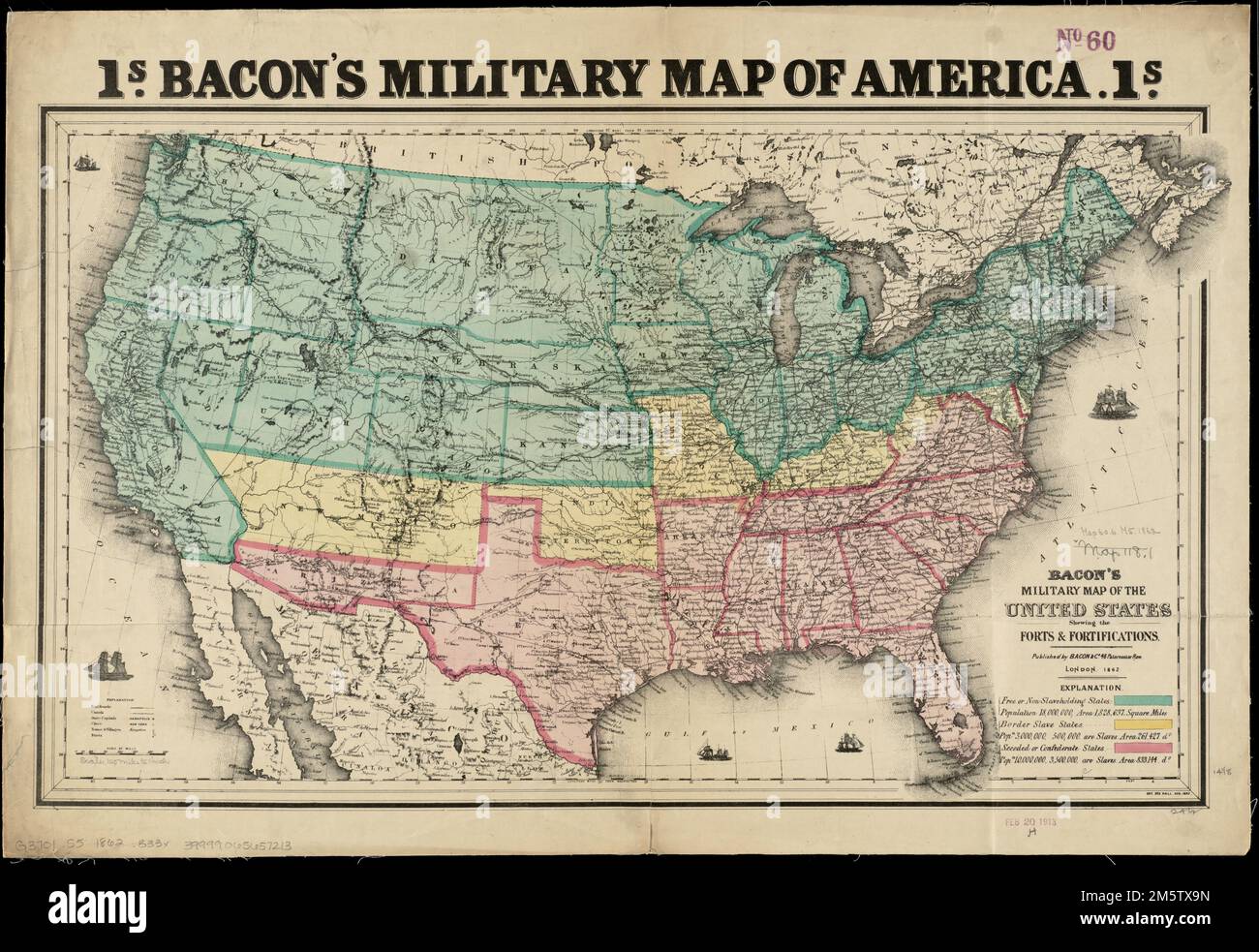 Bacon's military map of the United States shewing the forts ...
