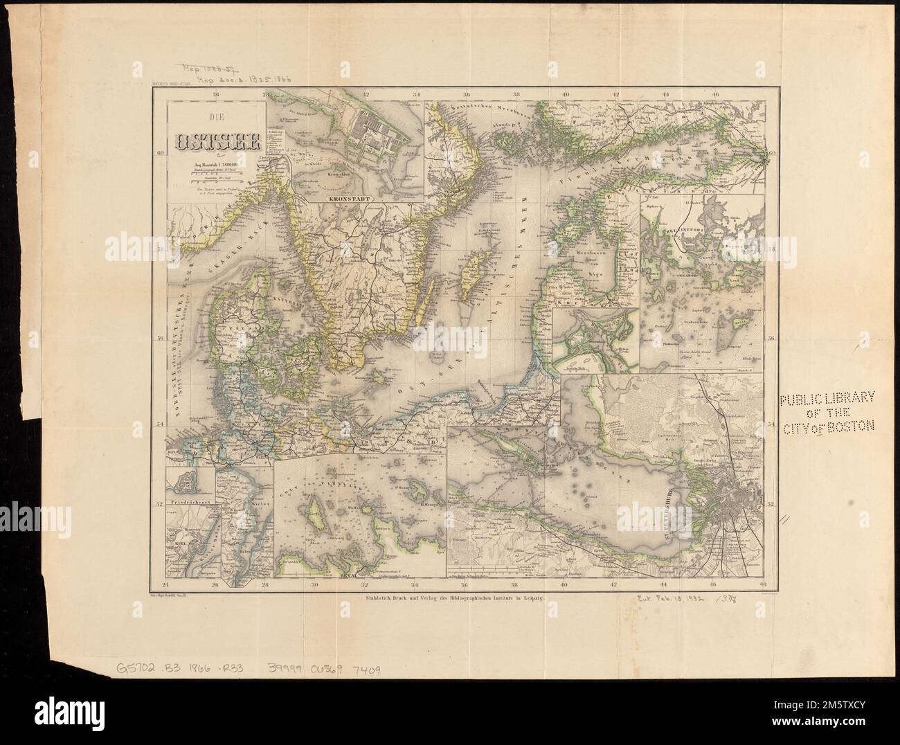 Die Ostsee. Relief shown by hachures. Depths shown by soundings. Inset ...