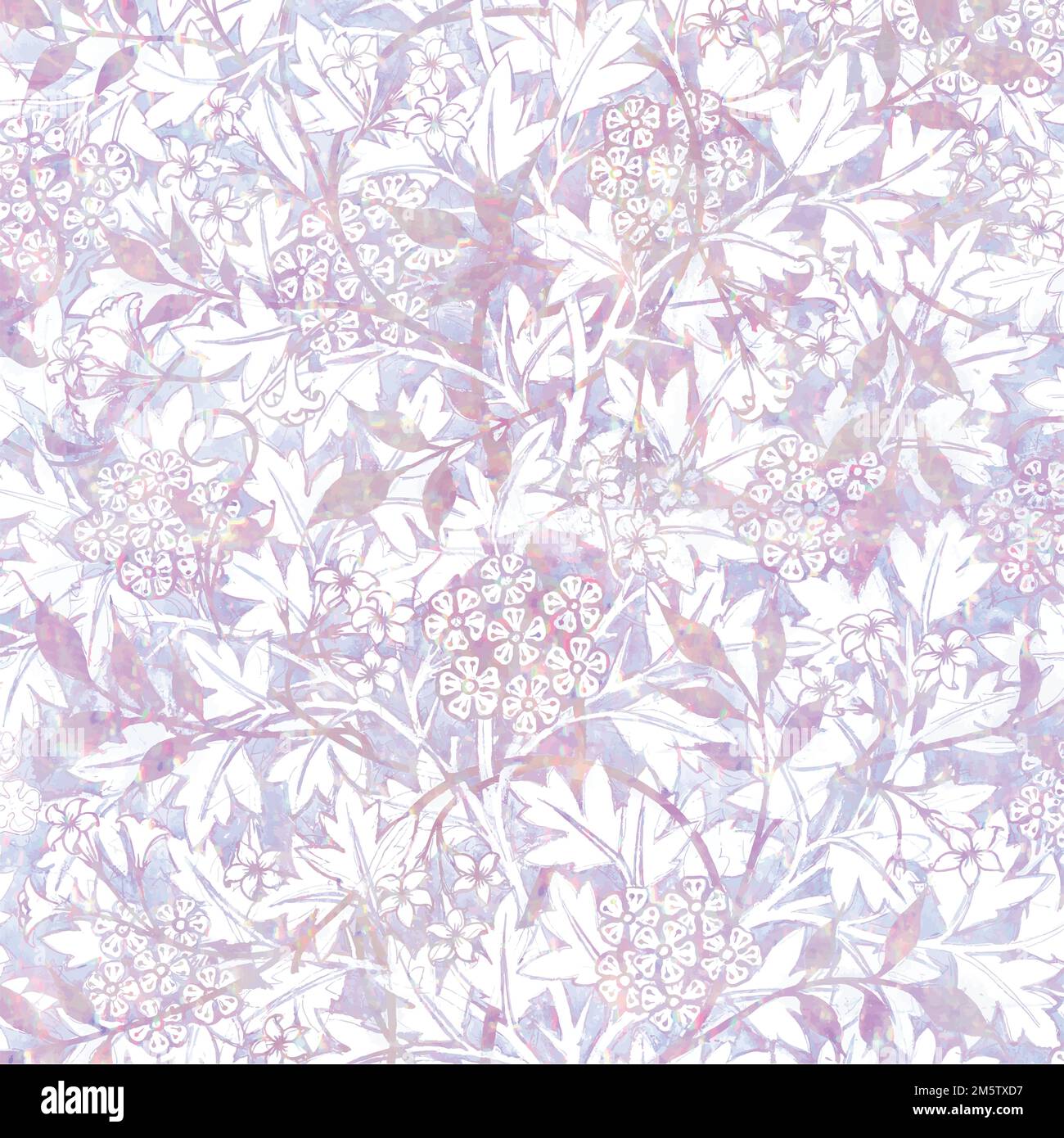 Vintage flora holographic vector pattern remix from artwork by William ...