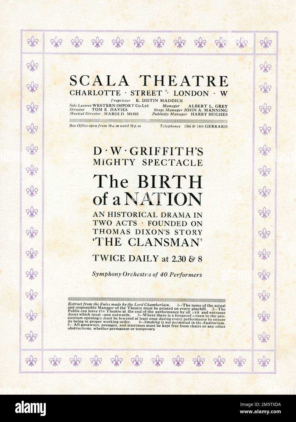 Inside Title Page from original release British programme for Scala ...