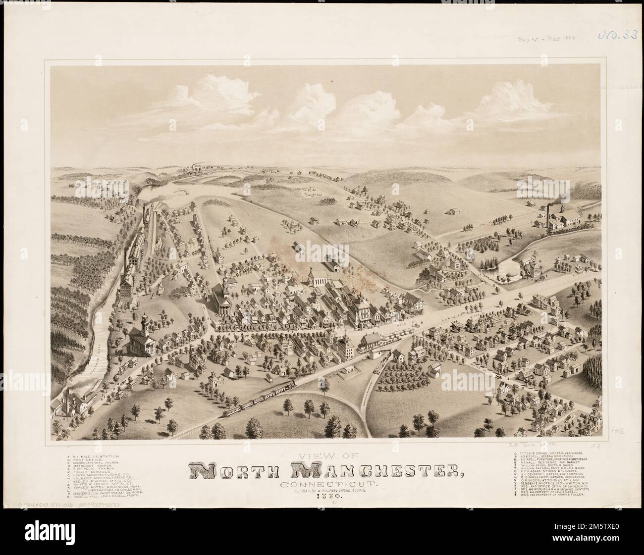 View of North Manchester, Connecticut : 1880. Bird's-eye view. Includes ...