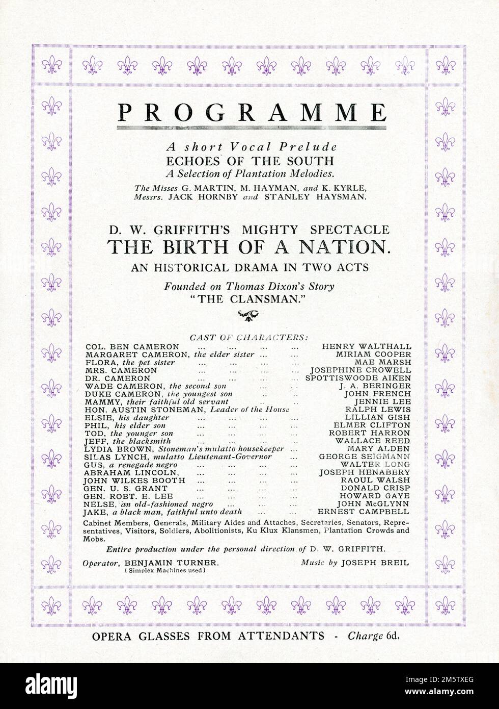 Inside Page with Cast List from original release British programme for ...